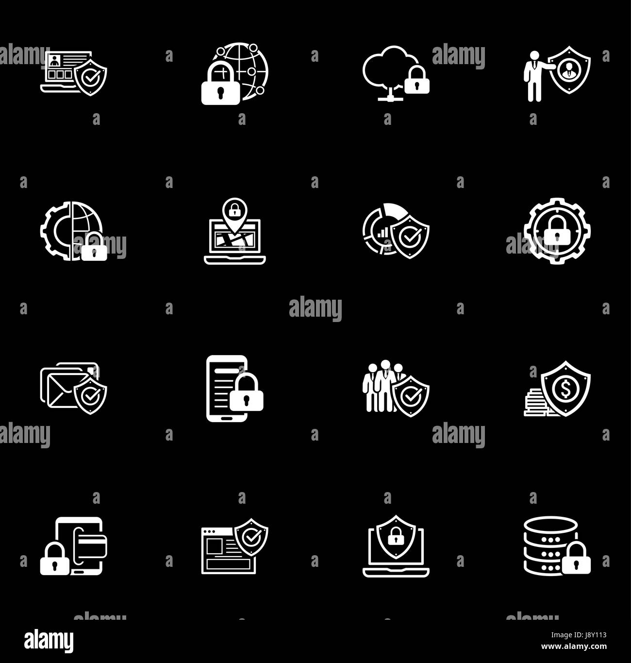Flat Design Protection And Security Icons Set Stock Vector Image And Art Alamy