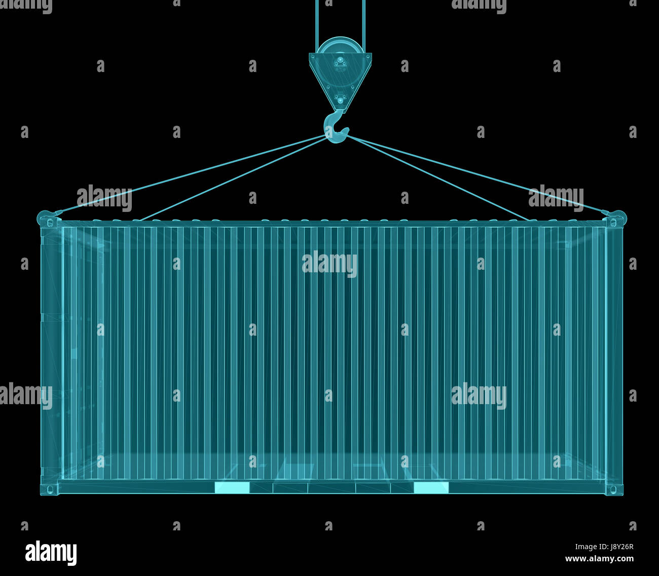 Shipping container with hook. X-ray image Stock Photo - Alamy