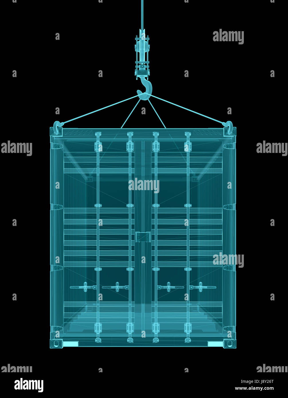 Shipping container with hook. X-ray image Stock Photo - Alamy
