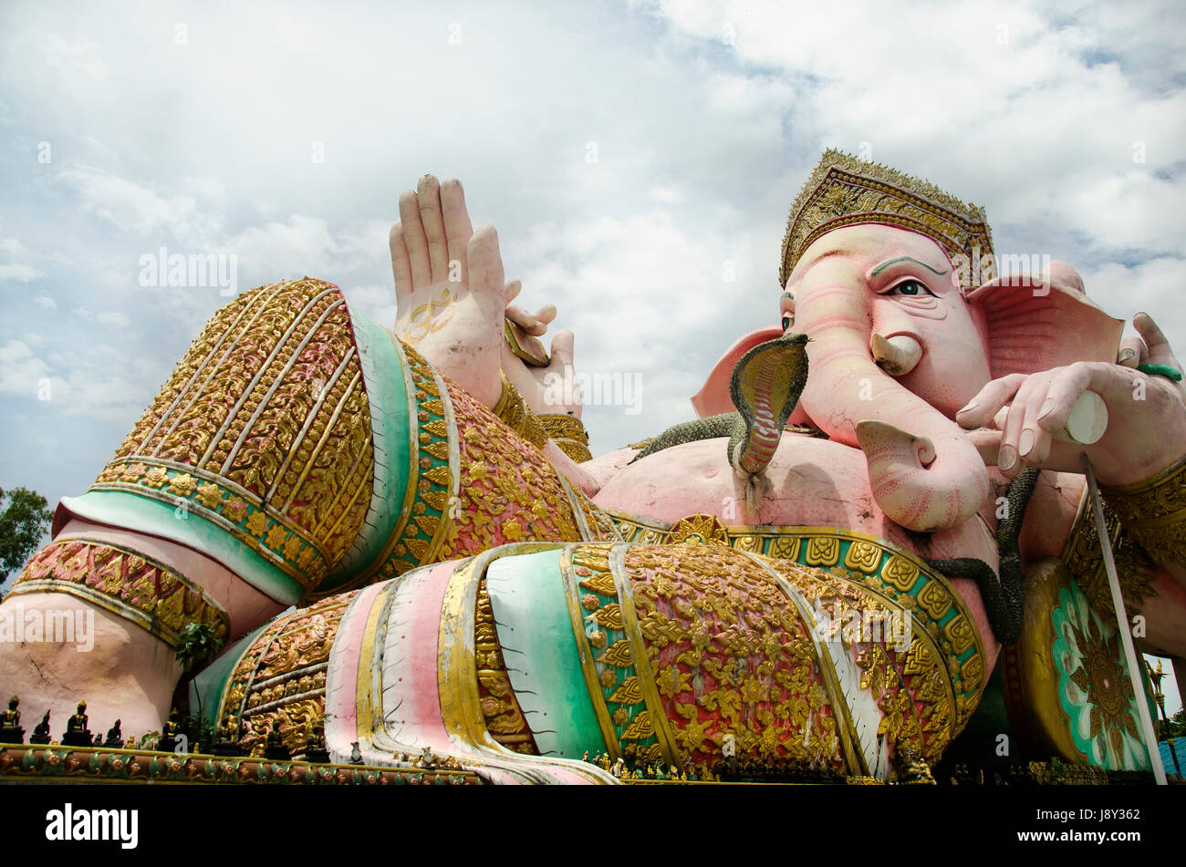 Ganesh statue pink color thai called Phra Pikanet at outdoor for people ...