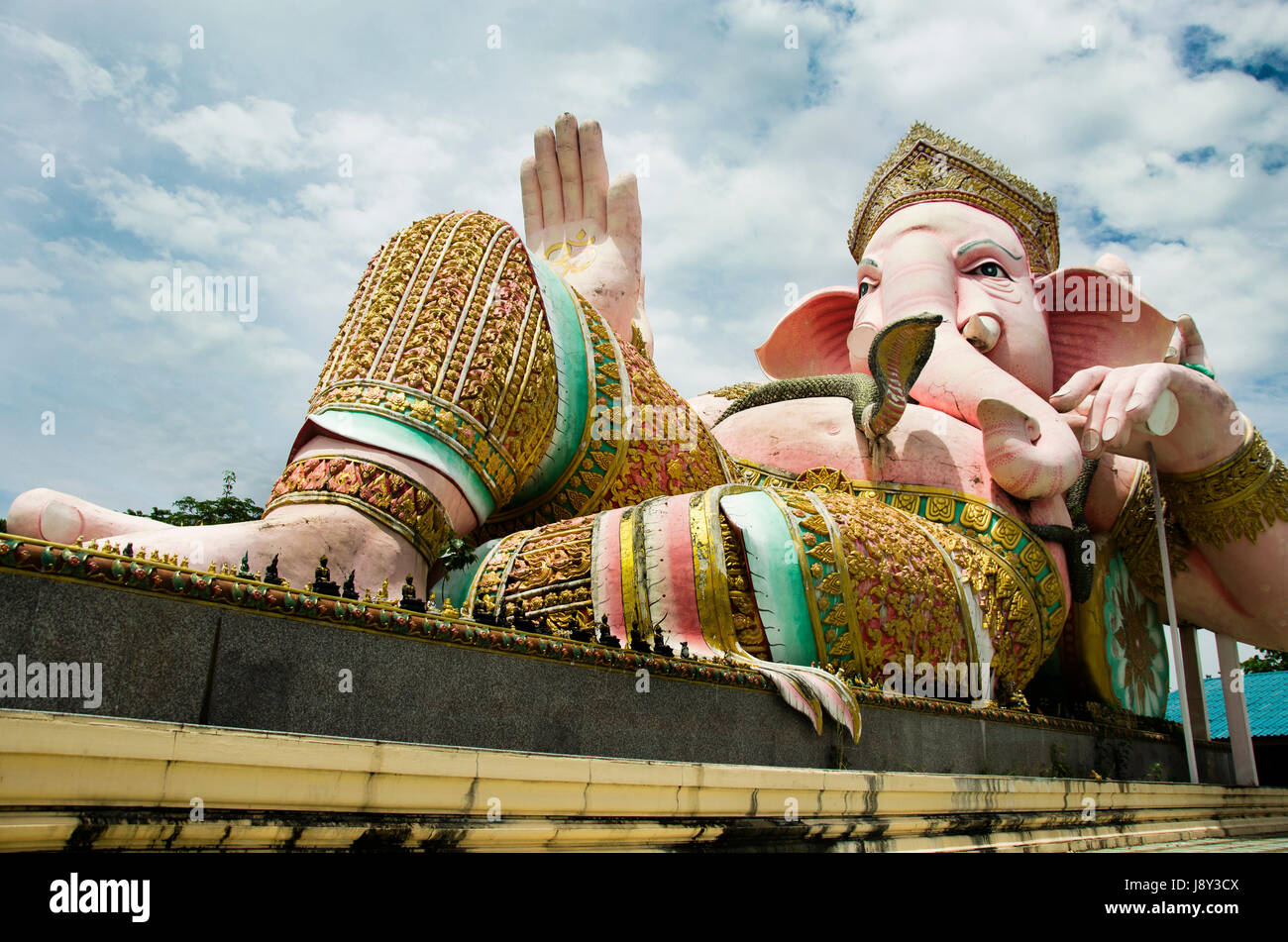 Ganesh statue pink color thai called Phra Pikanet at outdoor for people ...