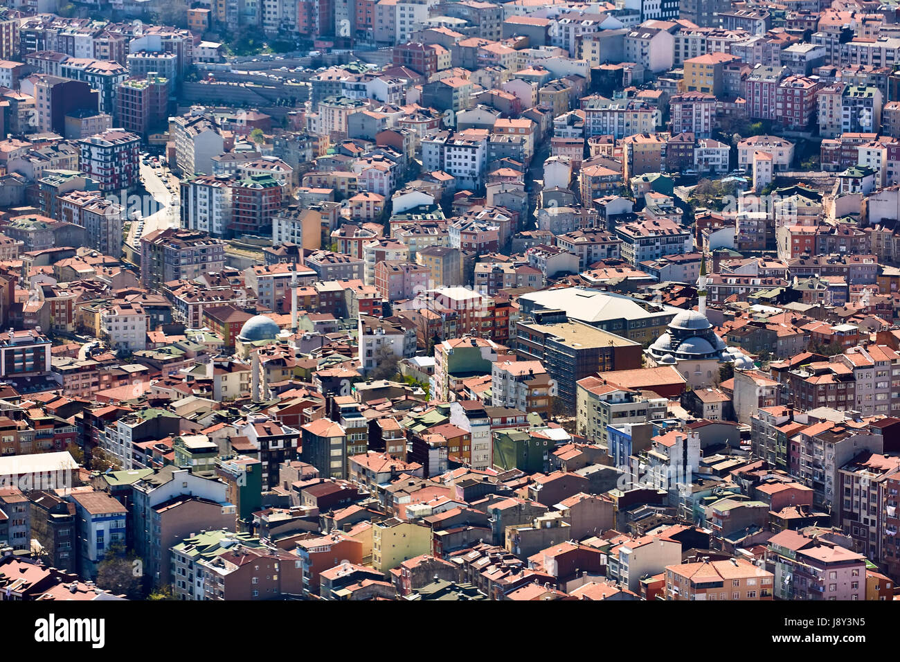 View of the roofs of Istanbul. Retro style. Shooting through glass ...