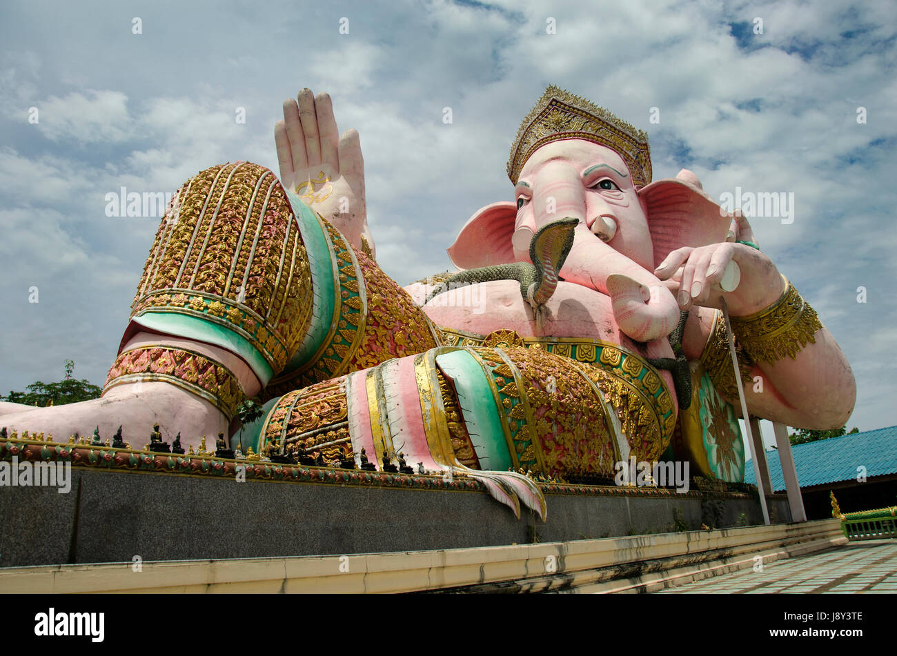 Ganesh statue pink color thai called Phra Pikanet at outdoor for people ...