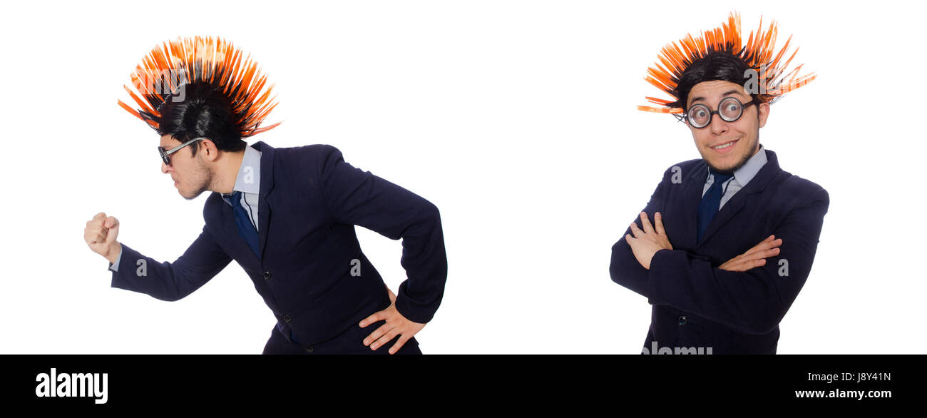 Funny man with mohawk hairstyle Stock Photo - Alamy