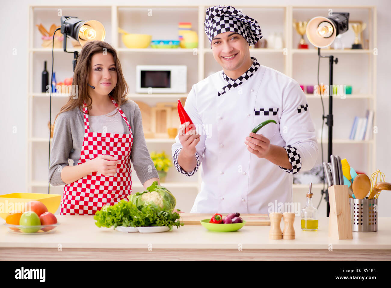Food cooking tv show in the studio Stock Photo - Alamy