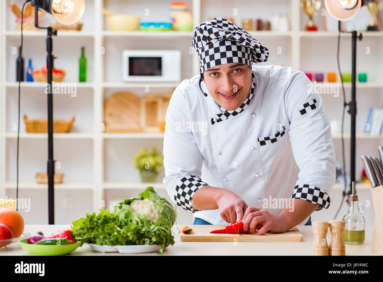Food cooking tv show in the studio Stock Photo - Alamy