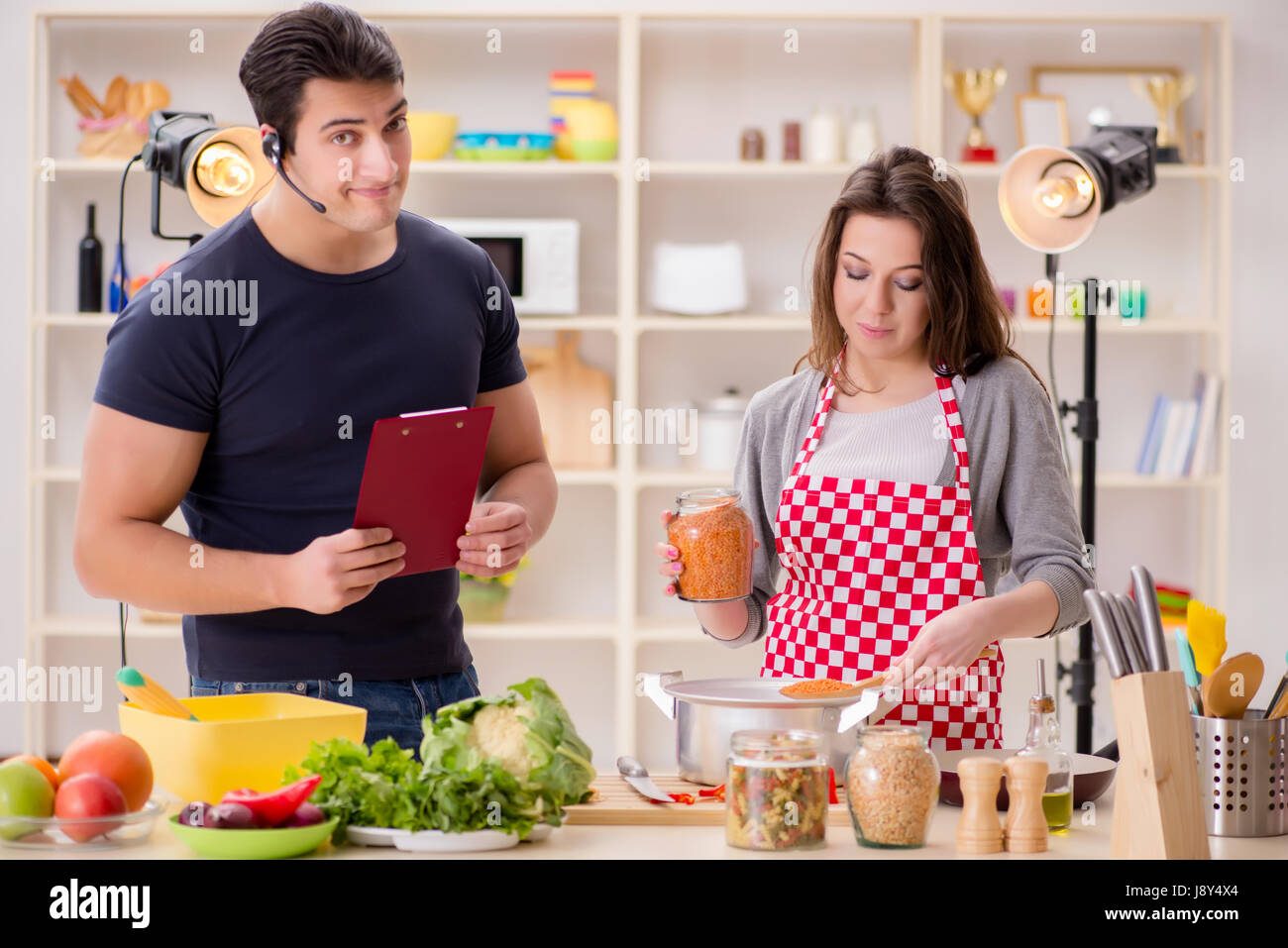 Food cooking tv show in the studio Stock Photo - Alamy