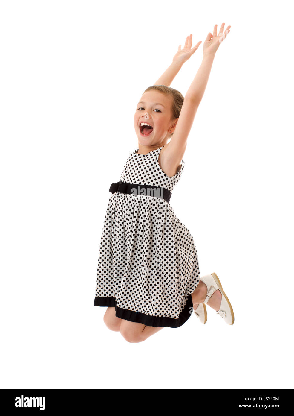 Happy excited Jumping girl isolated on white Stock Photo - Alamy
