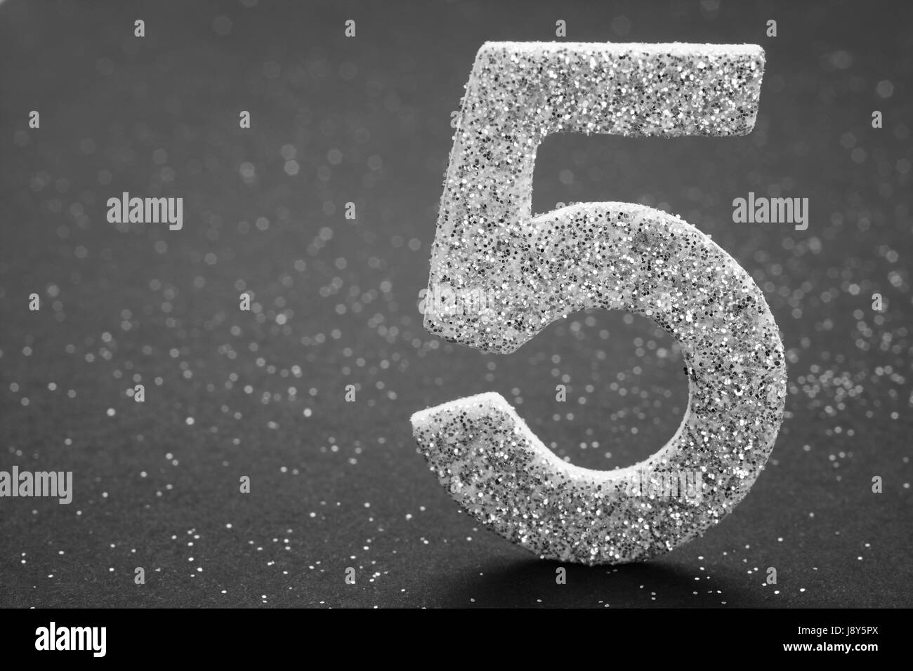 Number five silver color over a grey background. Anniversary ...