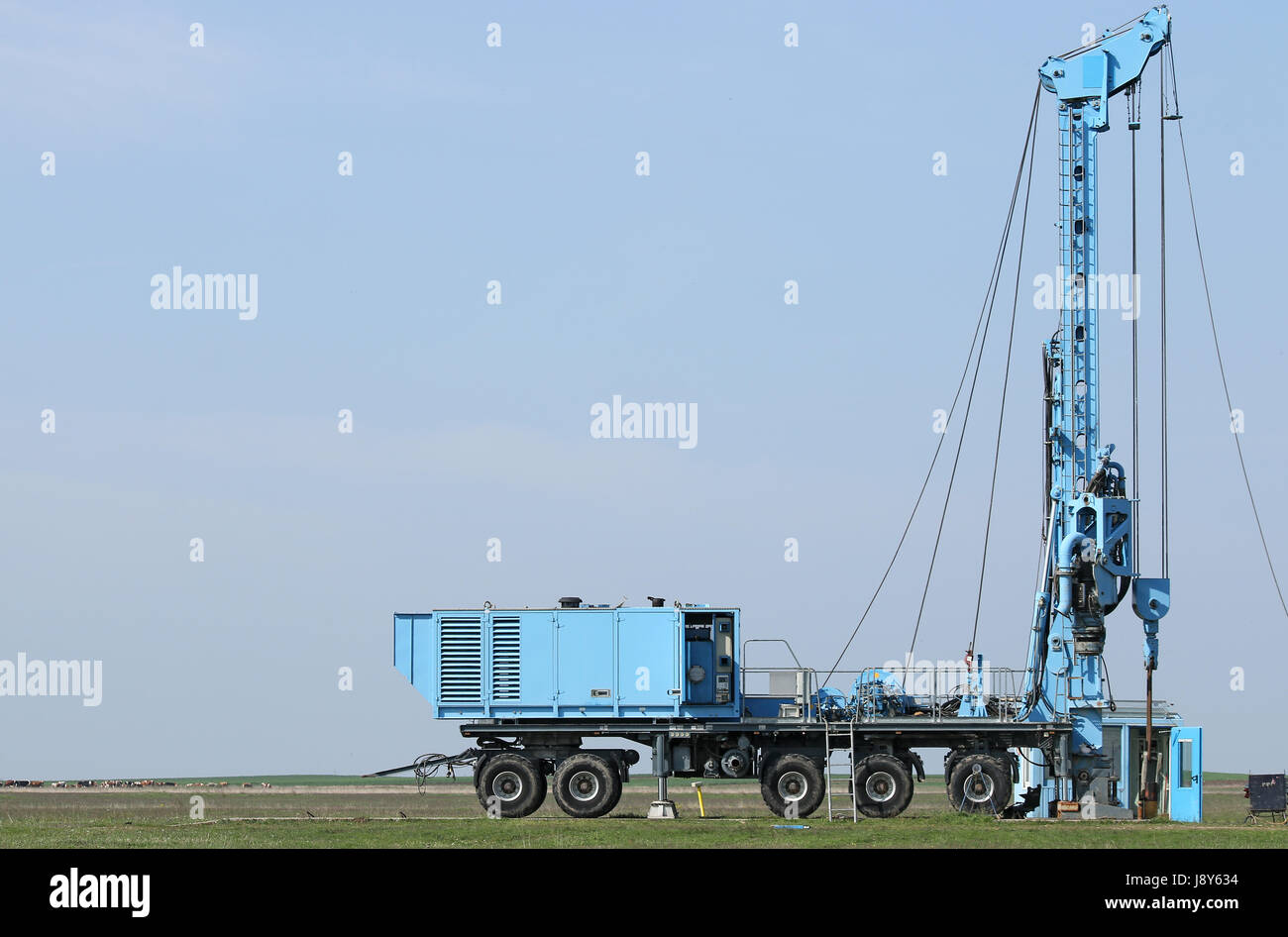 geology and oil exploration mobile drilling rig vehicle on field Stock ...