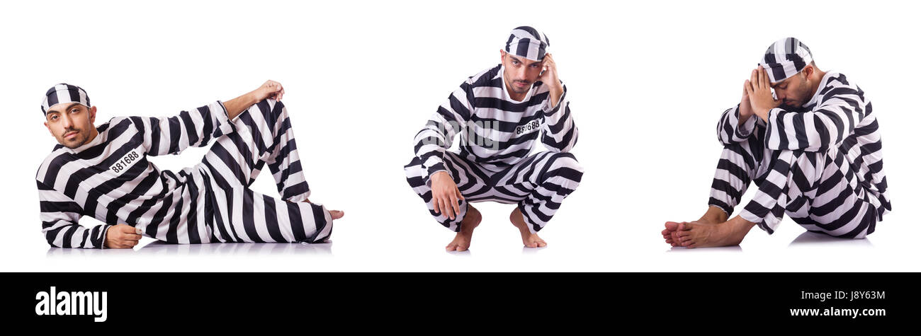 Convict criminal in striped uniform Stock Photo - Alamy