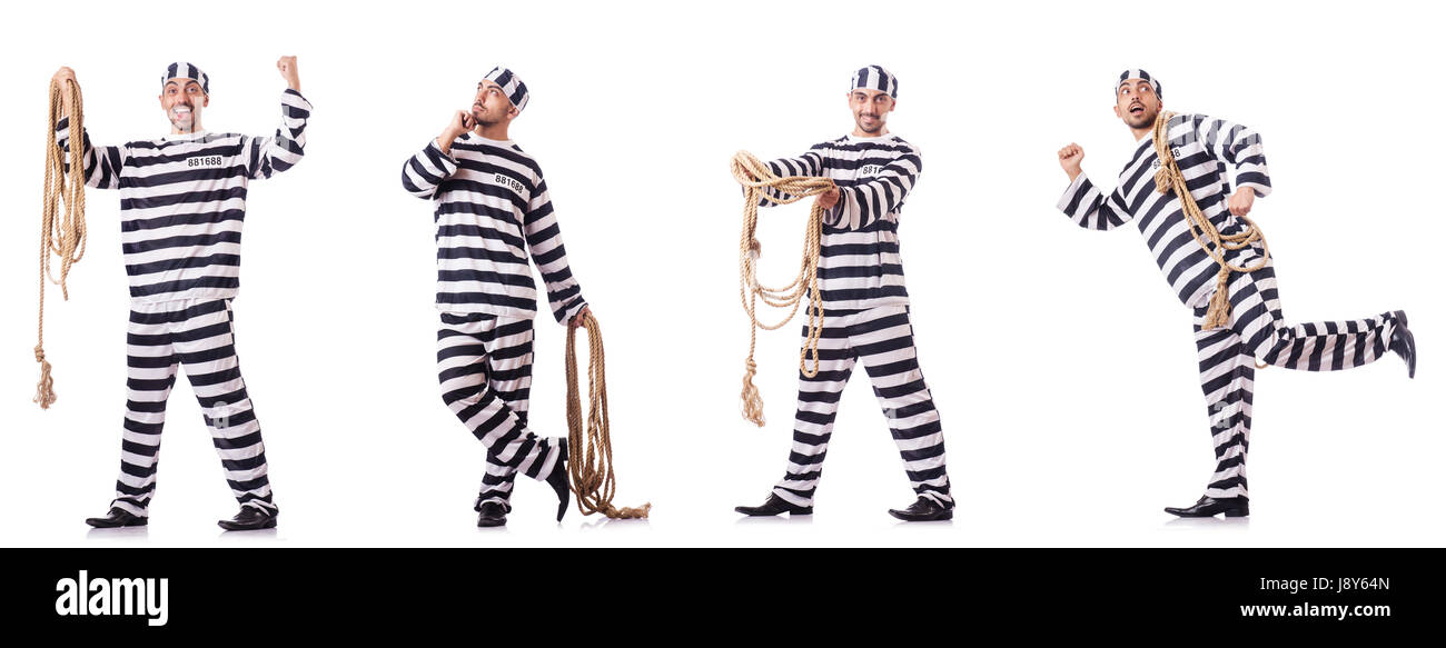 Convict criminal in striped uniform Stock Photo - Alamy