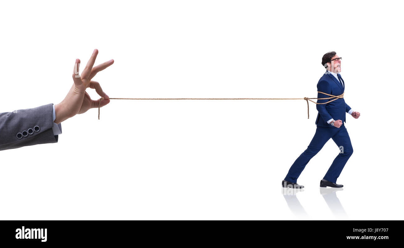 Staff retention concept with employee tied up Stock Photo - Alamy