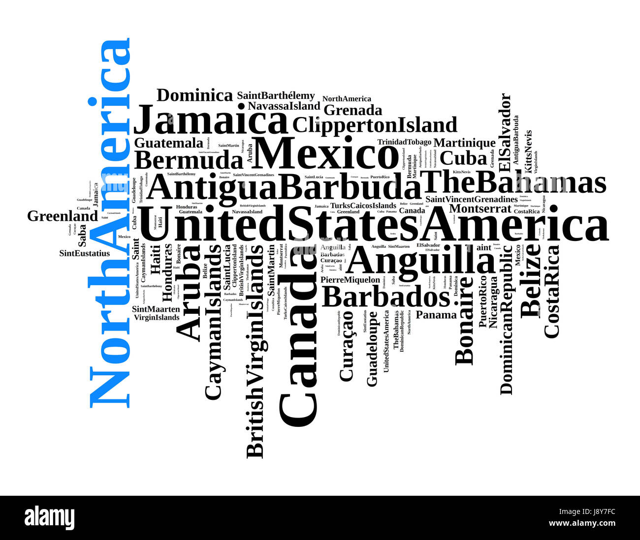 States and territories in North America word cloud concept Stock Photo ...