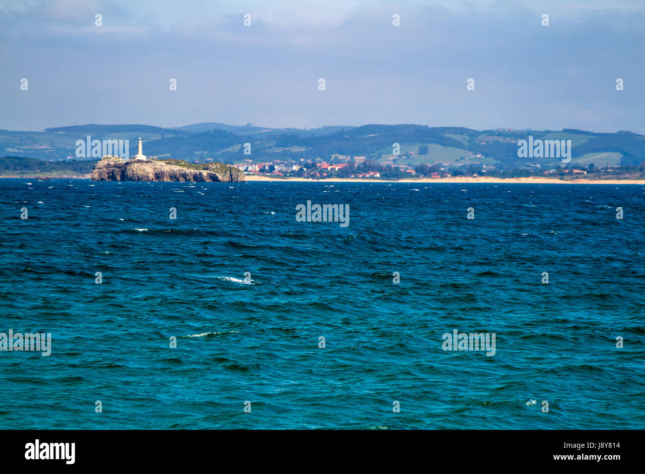 Lighthouse at the Mouro island, Santander, Spain Stock Photo - Alamy