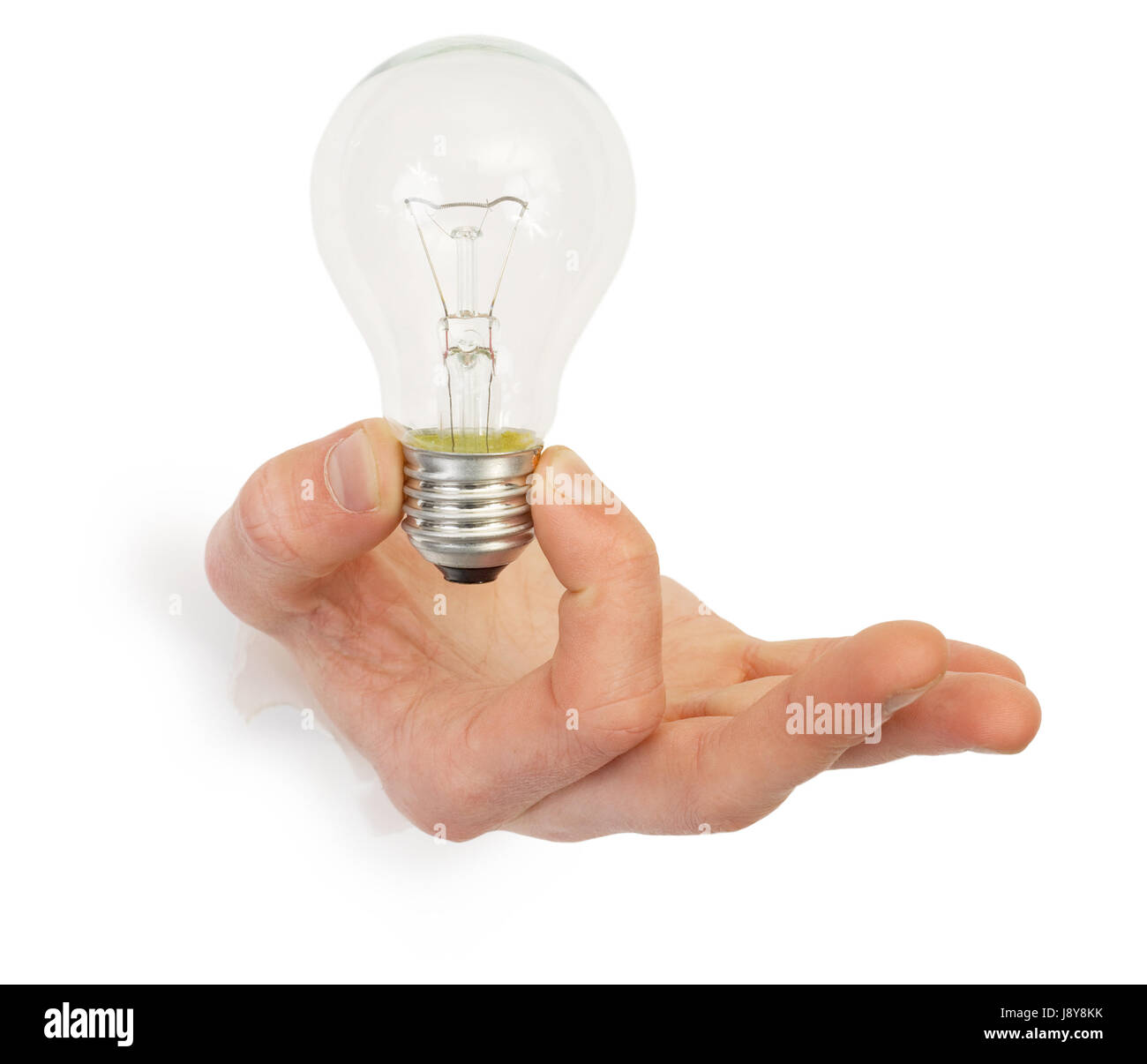 object, white, isolated, male, masculine, bulb, lightbulb, hold ...