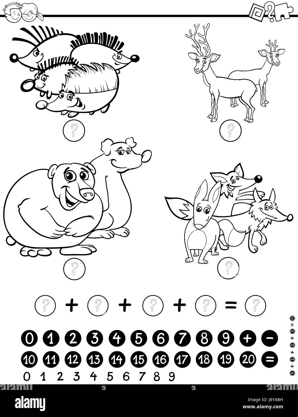 Black and White Cartoon Illustration of Educational Counting ...