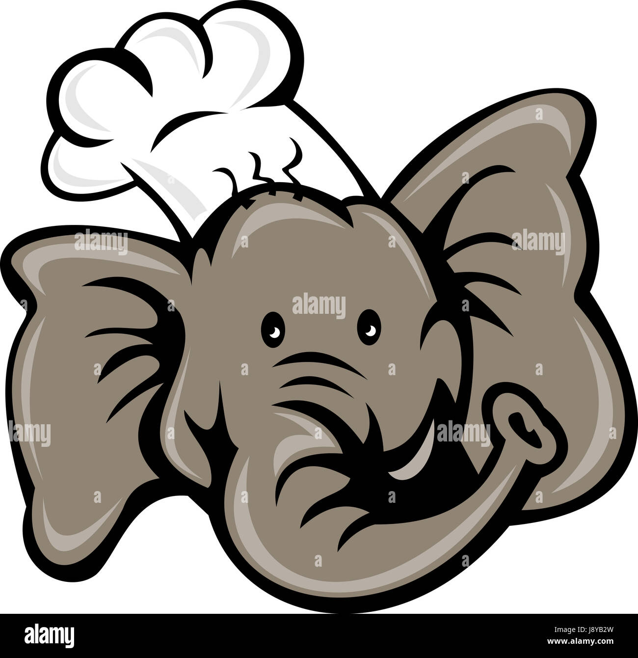 isolated, animal, elephant, illustration, baker, cook, chef, cartoon ...