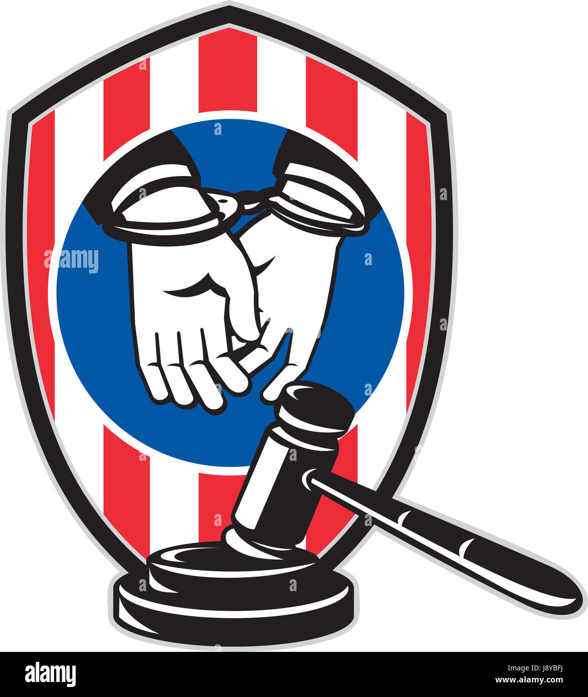 isolated, illustration, justice, criminal, prisoner, judge, shield ...