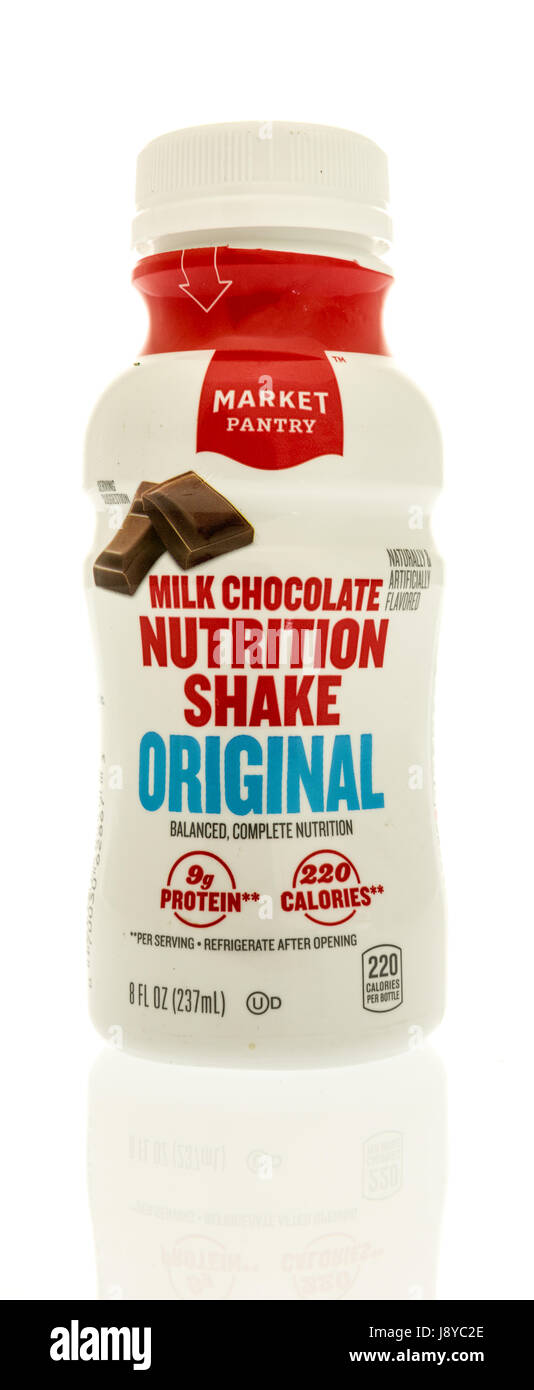 Winneconne, WI - 13 May 2017: A bottle of Market Pantry milk chocolate ...