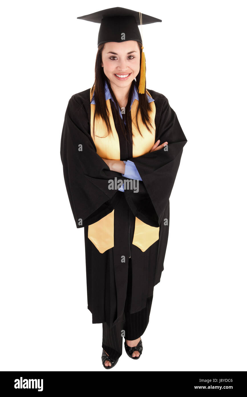 woman, isolated, student, graduation, cut out, graduate, white, cut it ...