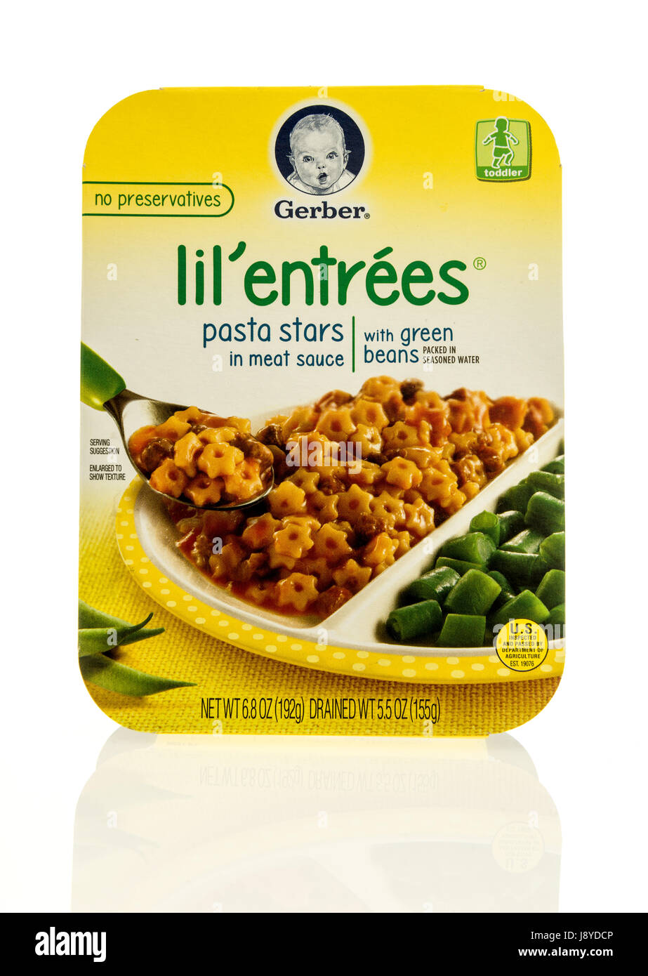 Winneconne, WI - 13 May 2017: A package of Gerber Lil' entrees meal ...