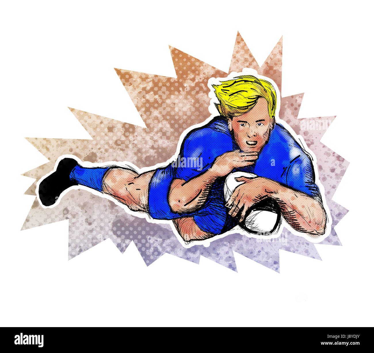 Illustration rugby player scoring try hi-res stock photography and ...