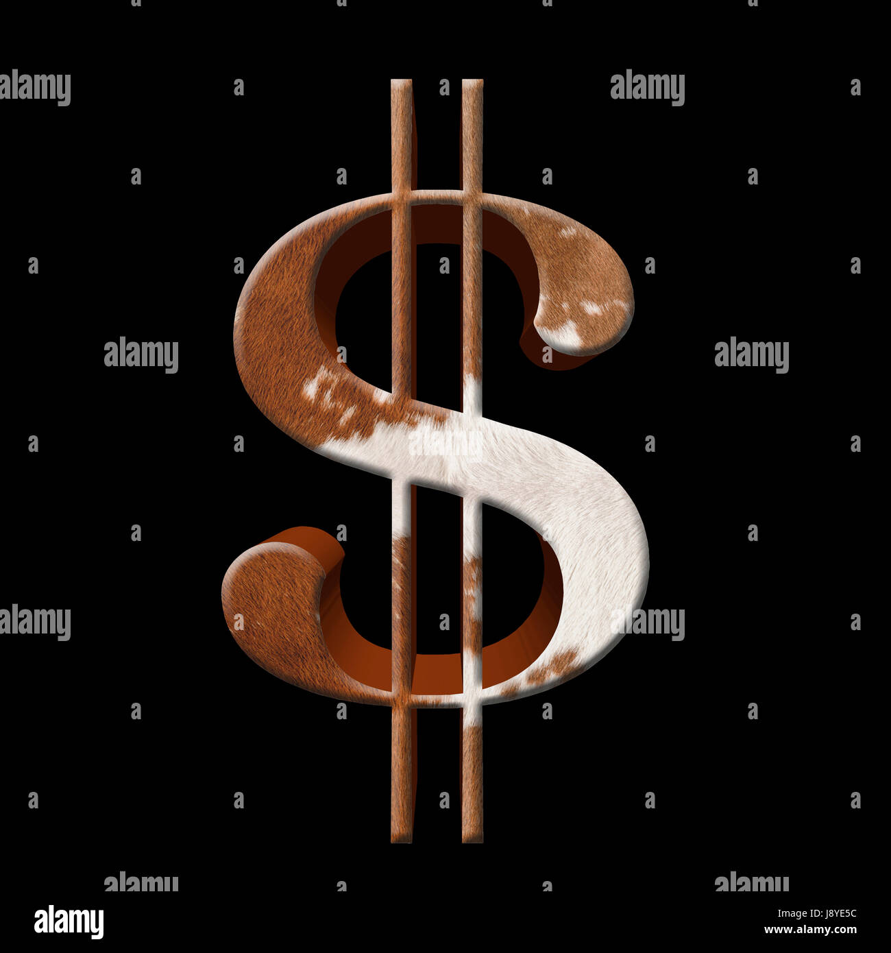 American dollar symbol with the design of the red brindled cow on it ...