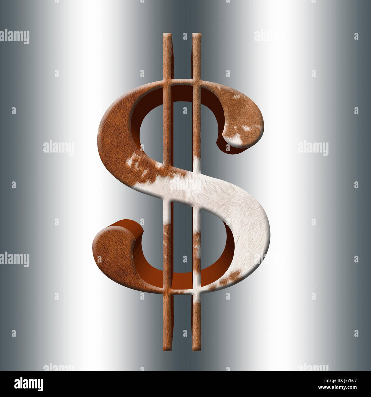 American dollar symbol with the design of the red brindled cow on it ...