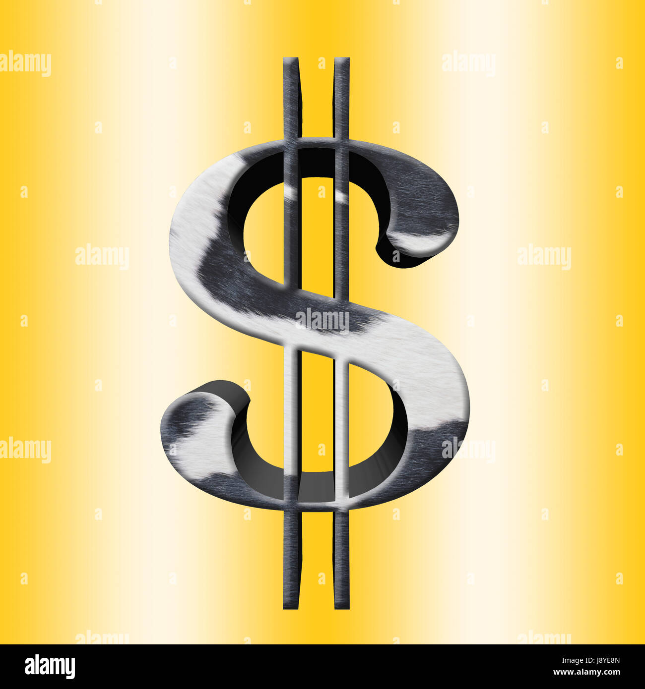American dollar symbol with the design of the black brindled cow on it ...