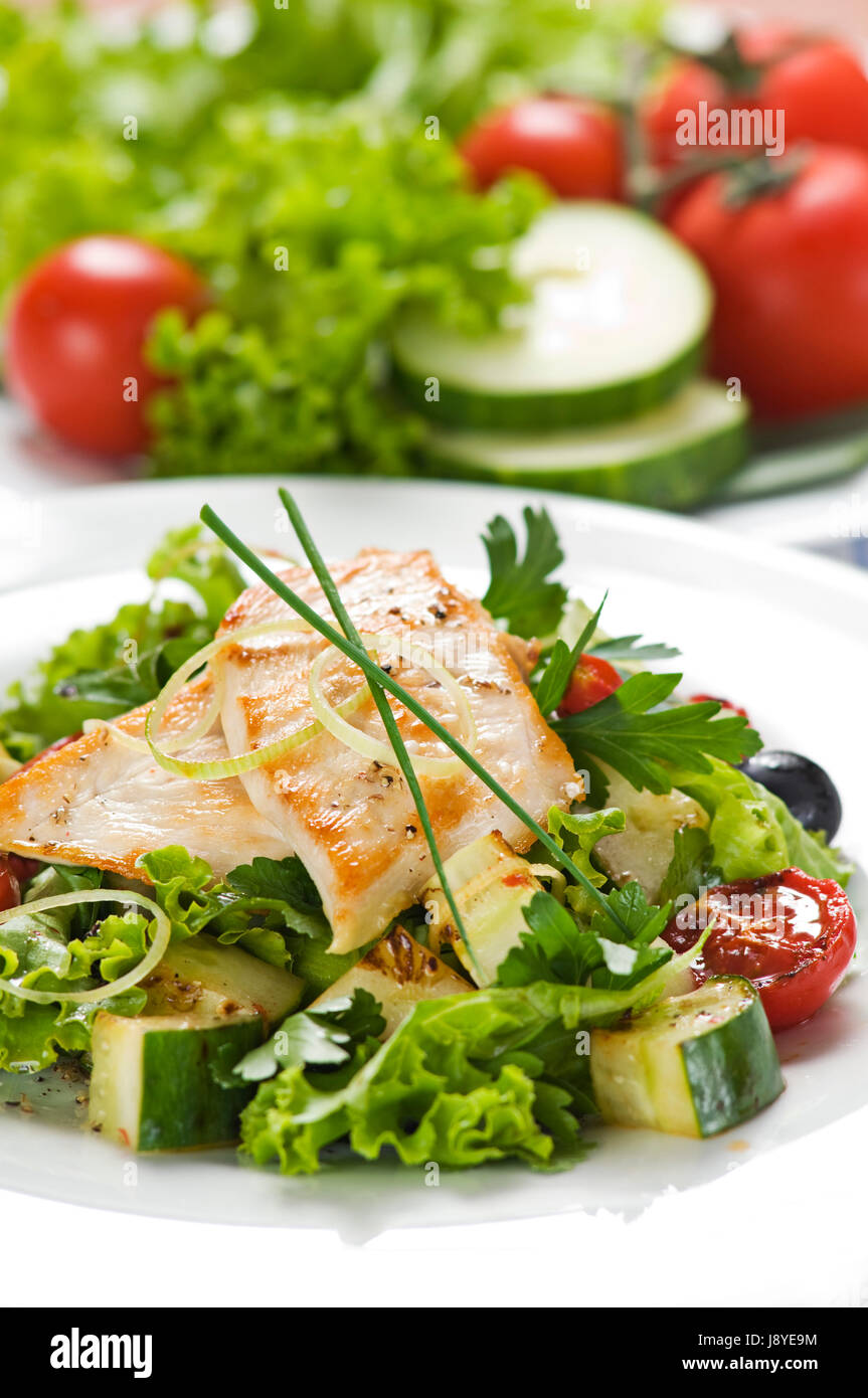 plate, food, dish, meal, chicken, rocket, vegetables, salad, healthy ...