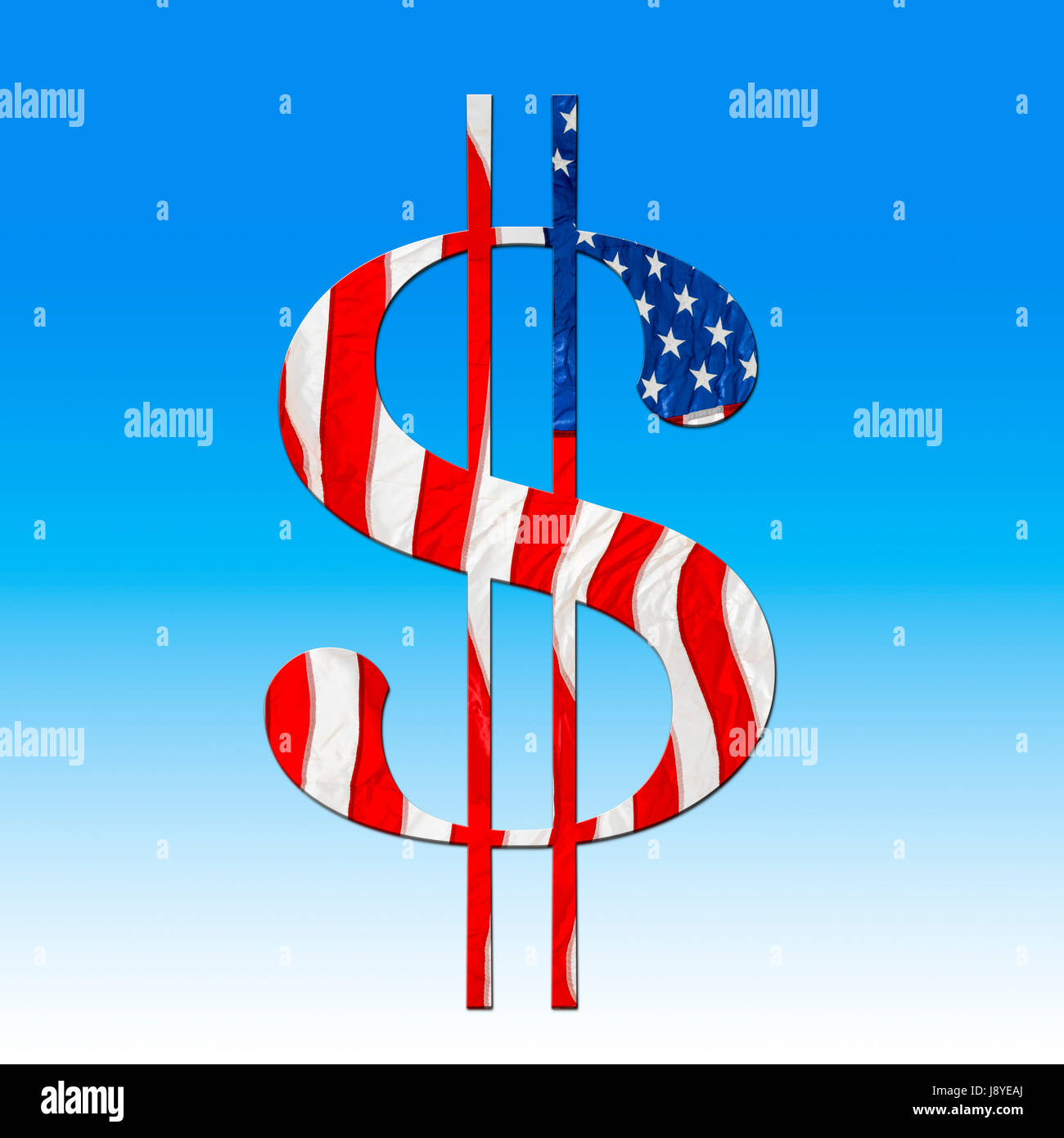 American dollar symbol wrapped in the national flag, isolated against ...