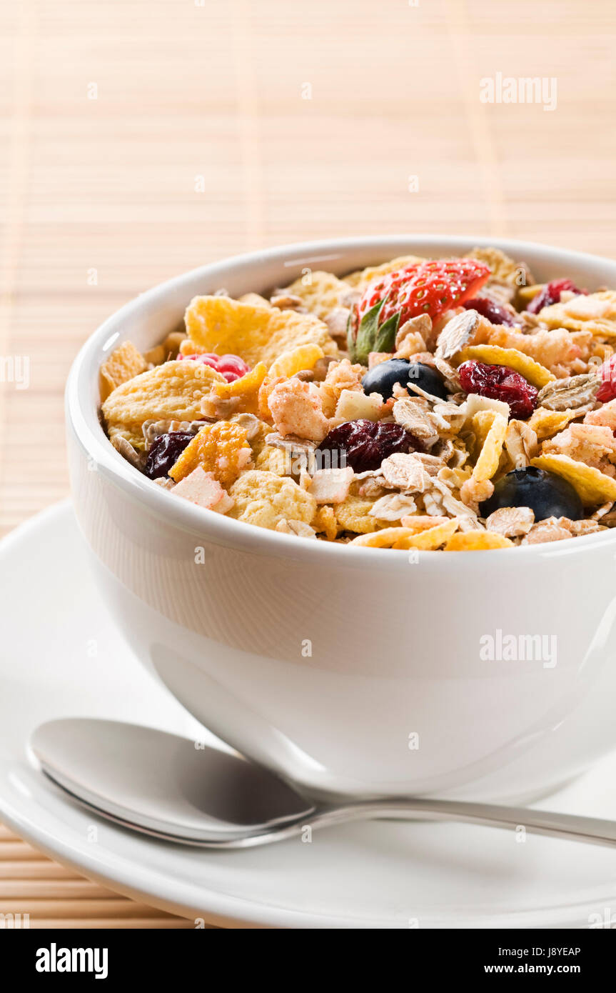 milk, berries, cereal, flakes, healthy, food, breakfeast, breakfast ...