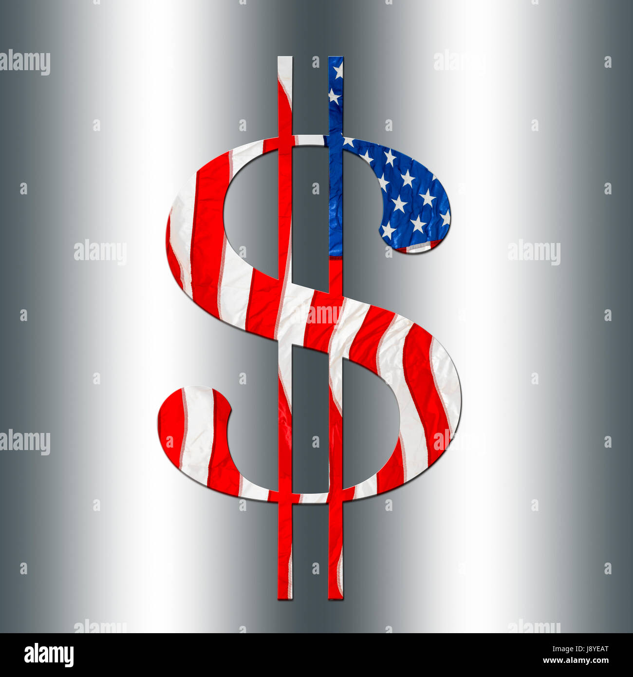 American dollar symbol wrapped in the national flag, isolated against ...