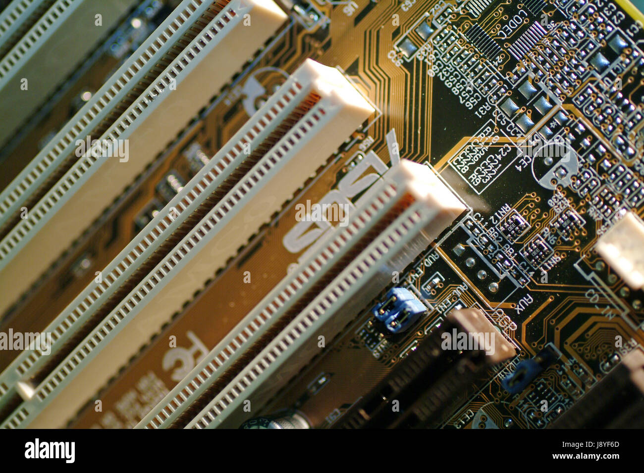 Close-up of the pcb track of a desktop computer motherboard detail cpu ...