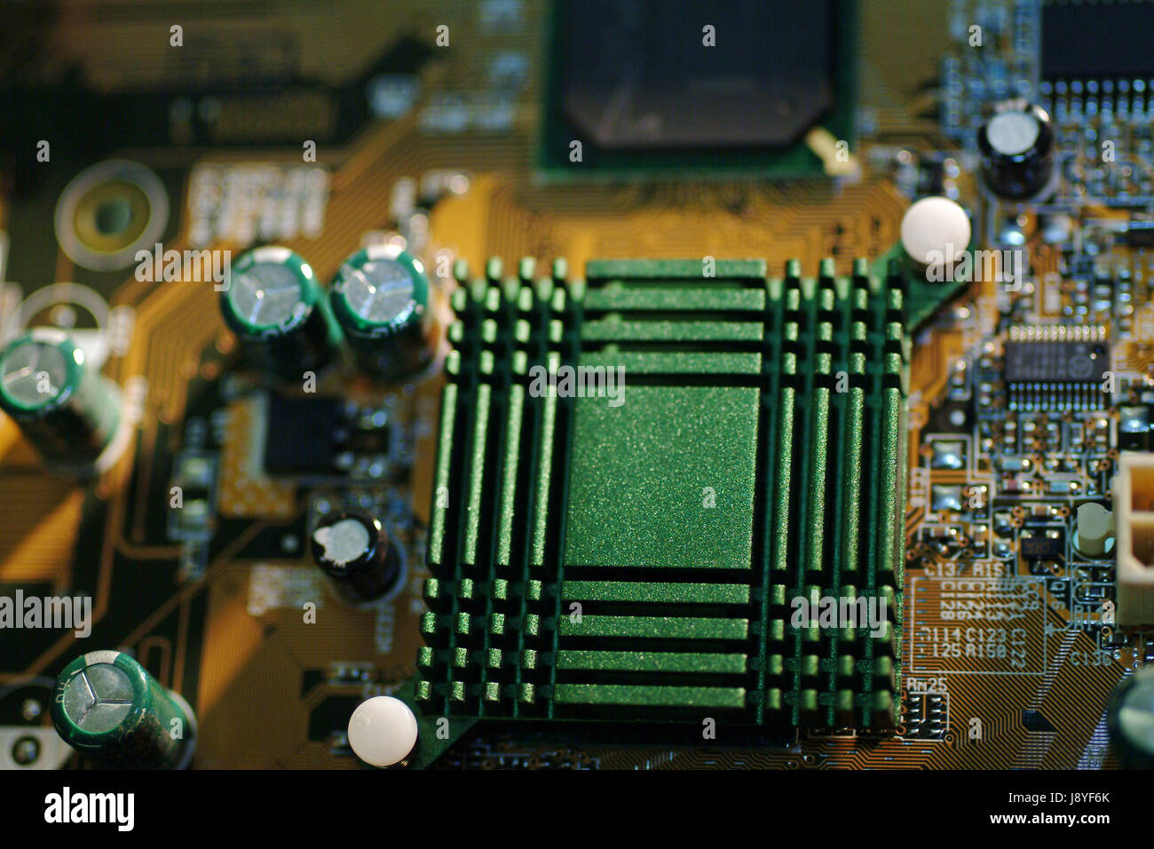 Close-up of the pcb track of a desktop computer motherboard detail cpu ...