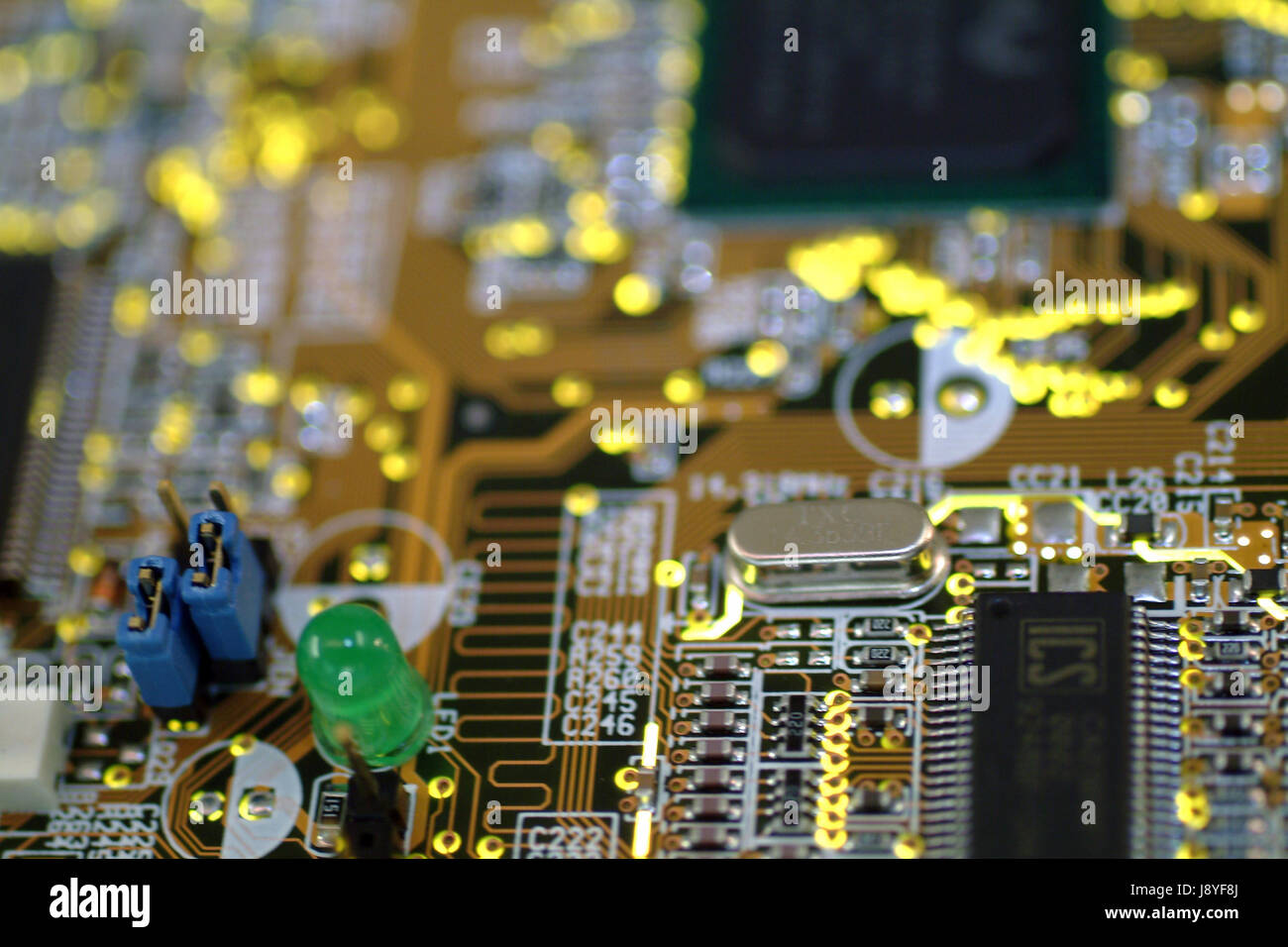 Close-up of the pcb track of a desktop computer motherboard detail cpu ...