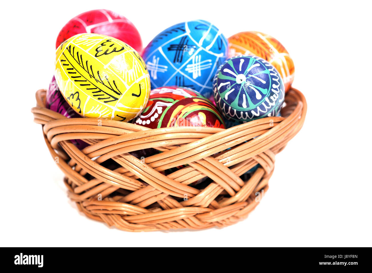 isolated, colour, basket, easter, tradition, egg, painted, pattern ...