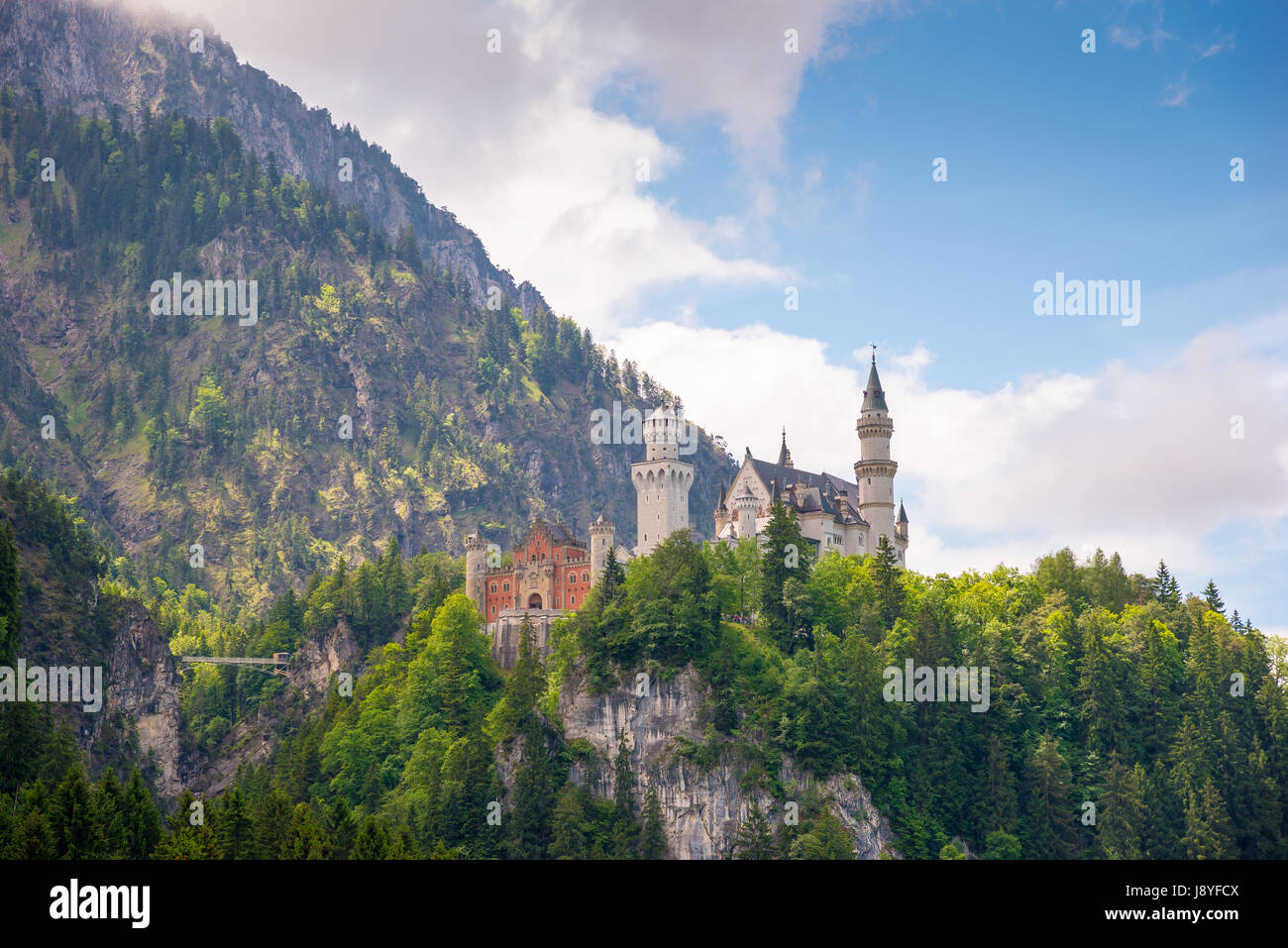 Original view of world-famous Neuschwanstein Castle at day, Germany ...