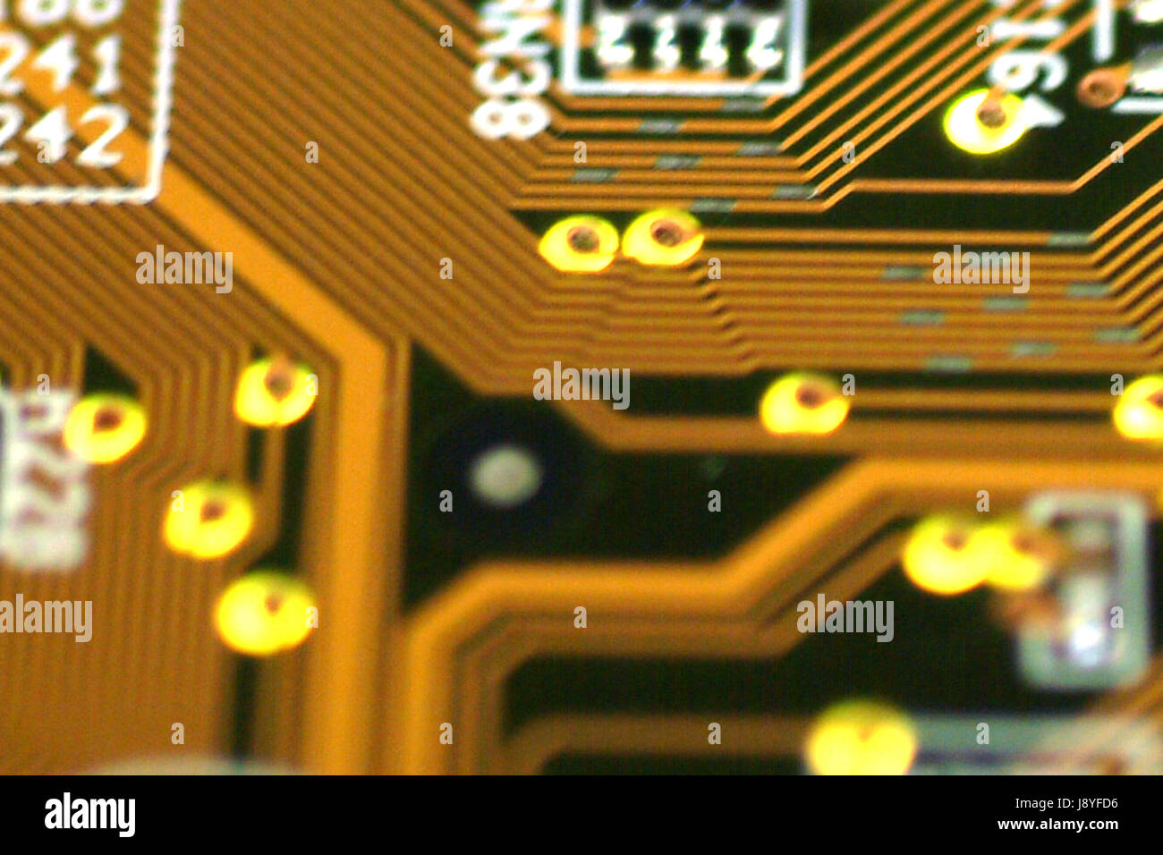 Close-up of the pcb track of a desktop computer motherboard detail cpu ...