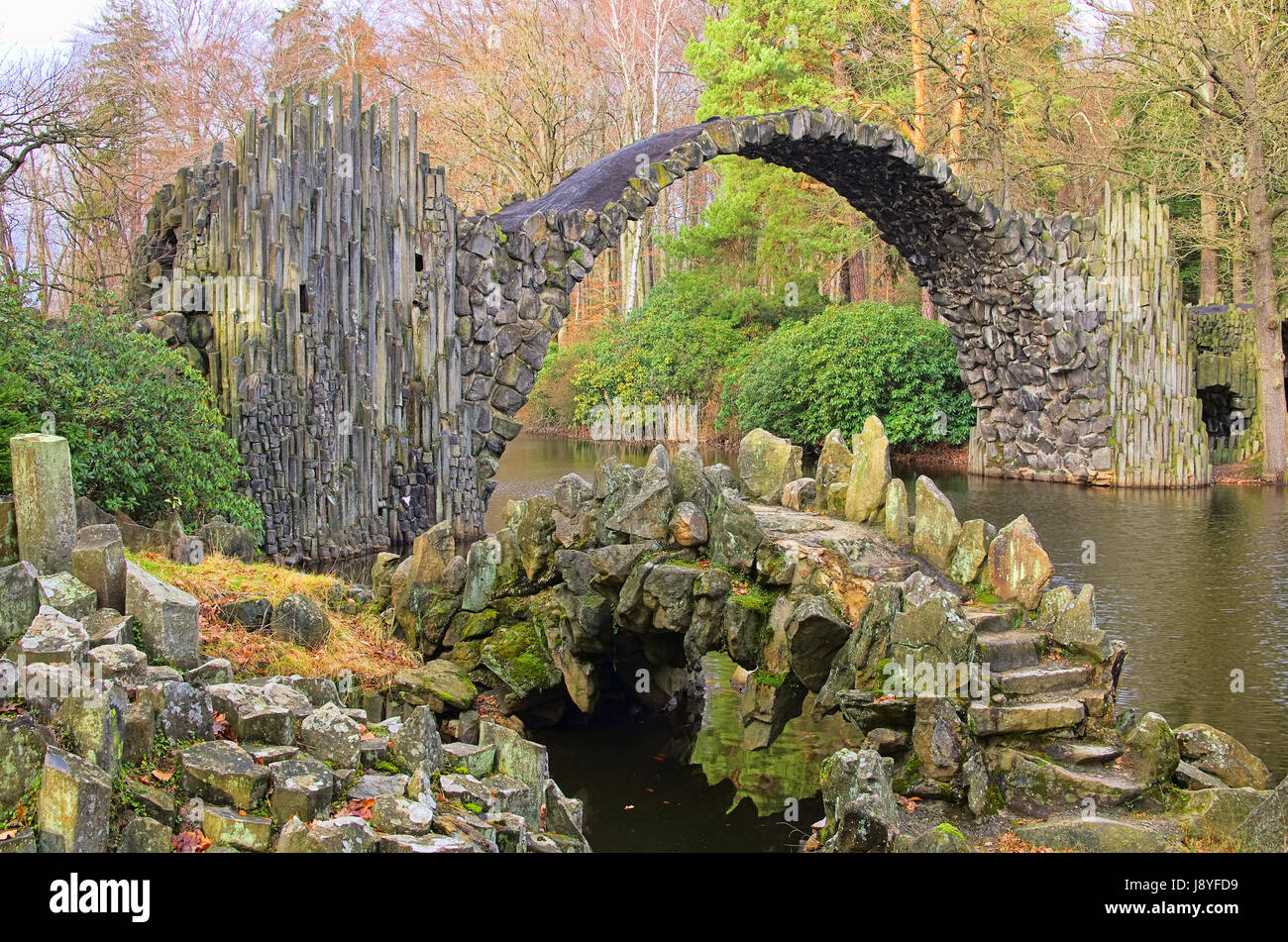 park, bridge, saxony, park, stone, bridge, rock, sightseeing, pillar ...