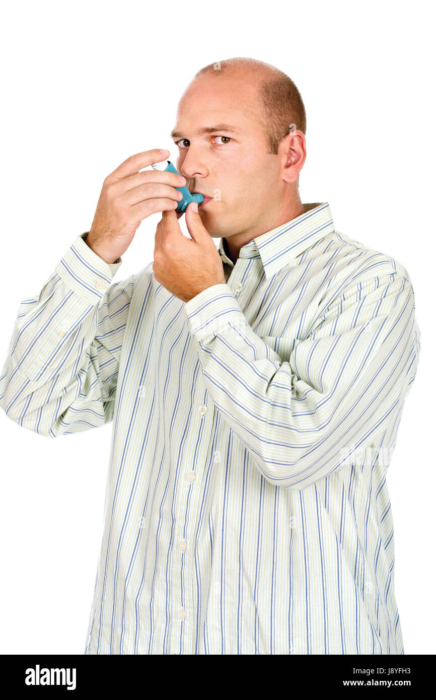 health, isolated, asthma, inhaler, man, care, pump, humans, human ...