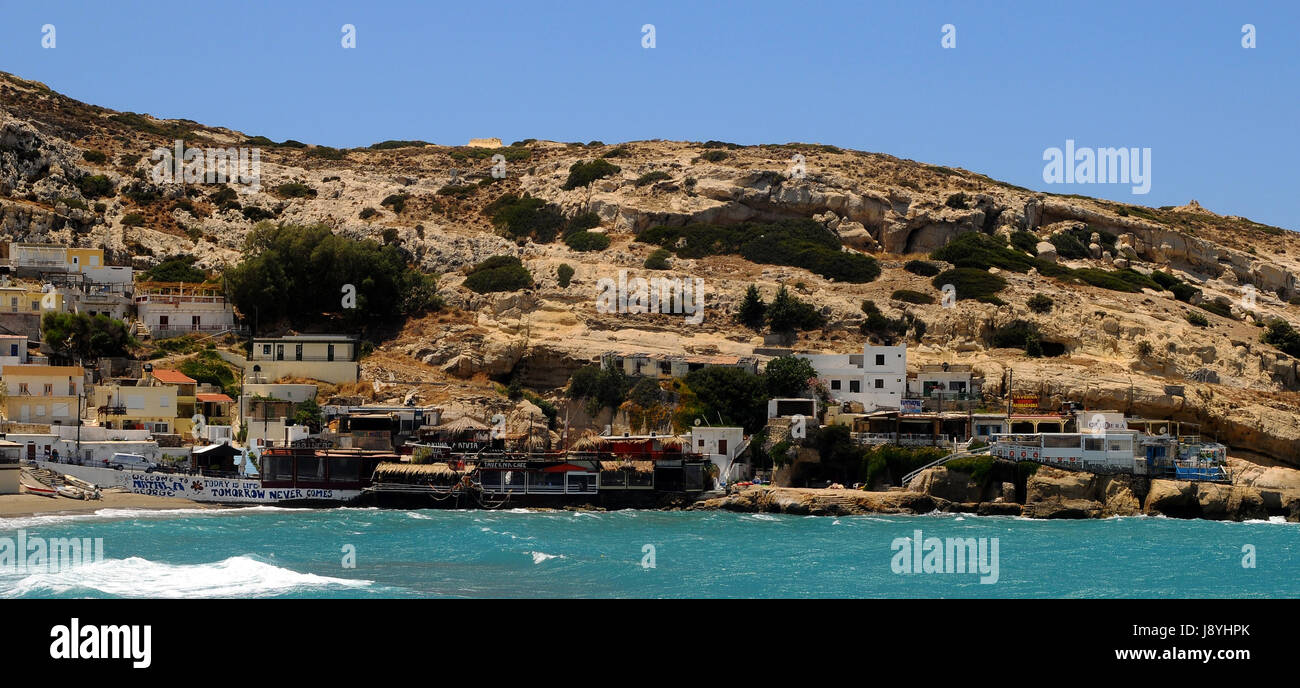 the fishing village of matala,crete Stock Photo - Alamy