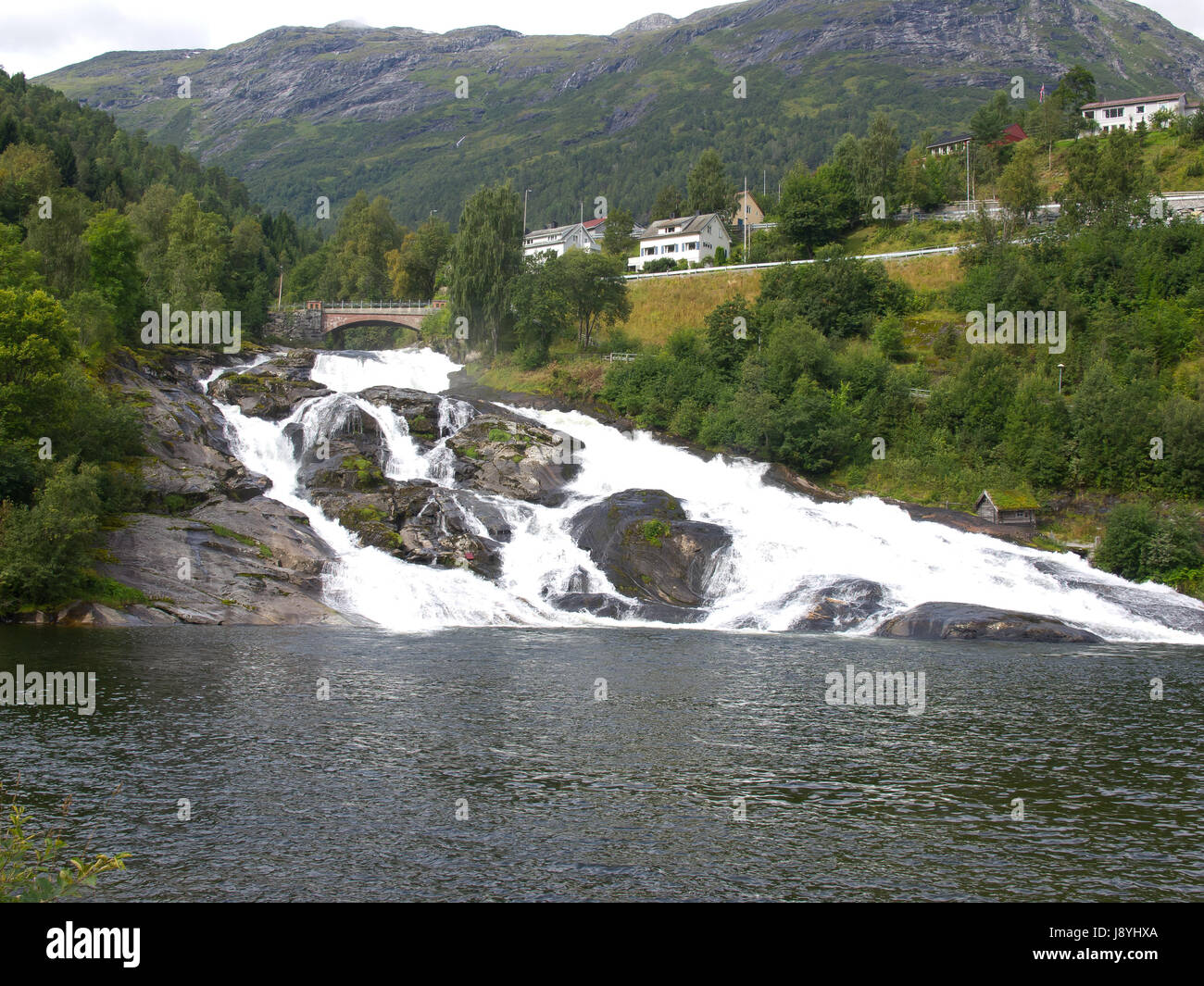 waterfall, norway, water, nature, tree, trees, rock, waterfall, norway ...