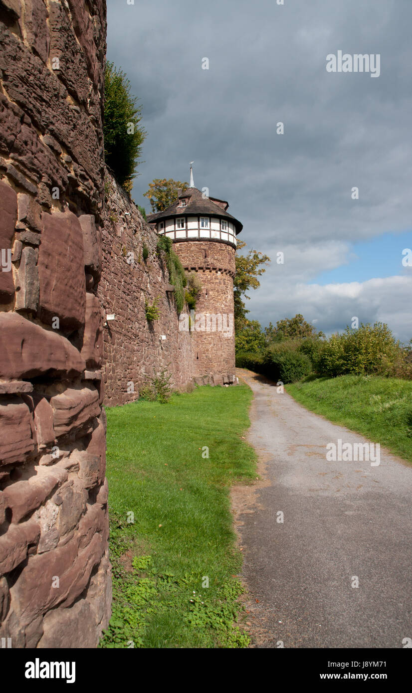 blue, tower, sandstone, outer wall, firmament, sky, chateau, castle ...