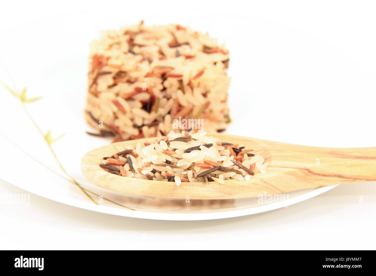 boiled, rice, plate, boiled, wooden spoon, basic foods, type of corn ...