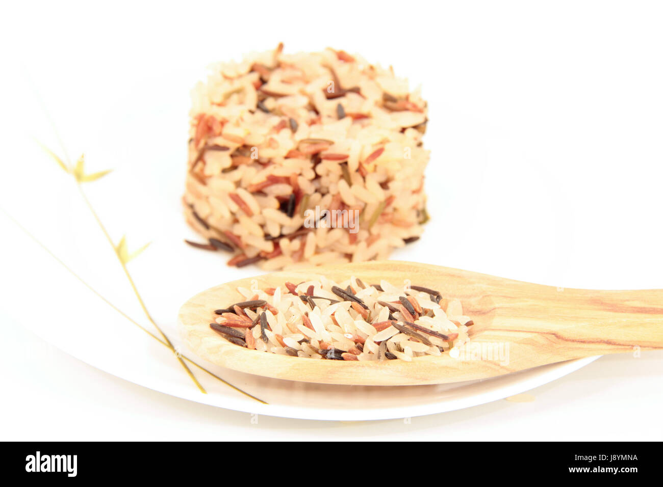 boiled, rice, plate, boiled, wooden spoon, basic foods, type of corn ...