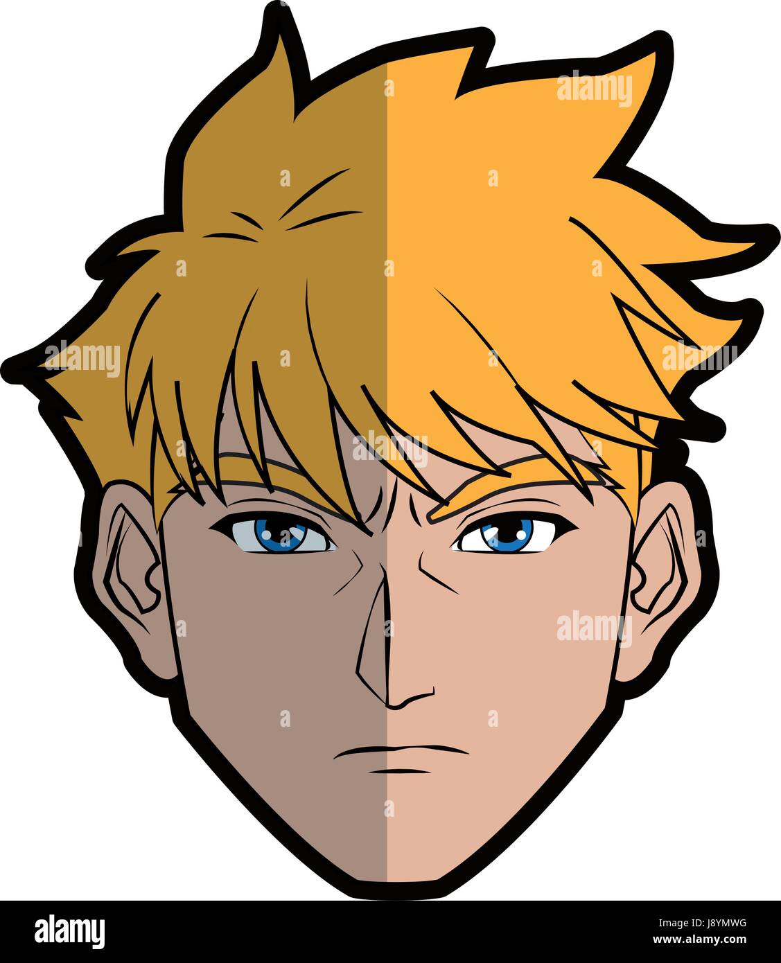 anime style male character head Stock Vector Image & Art - Alamy