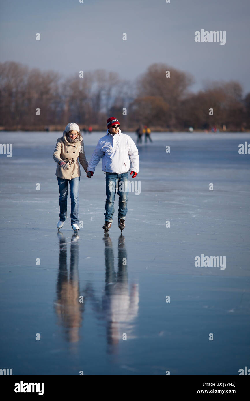 sport, sports, winter, skating, skater, freezing, couple, pair, ice ...