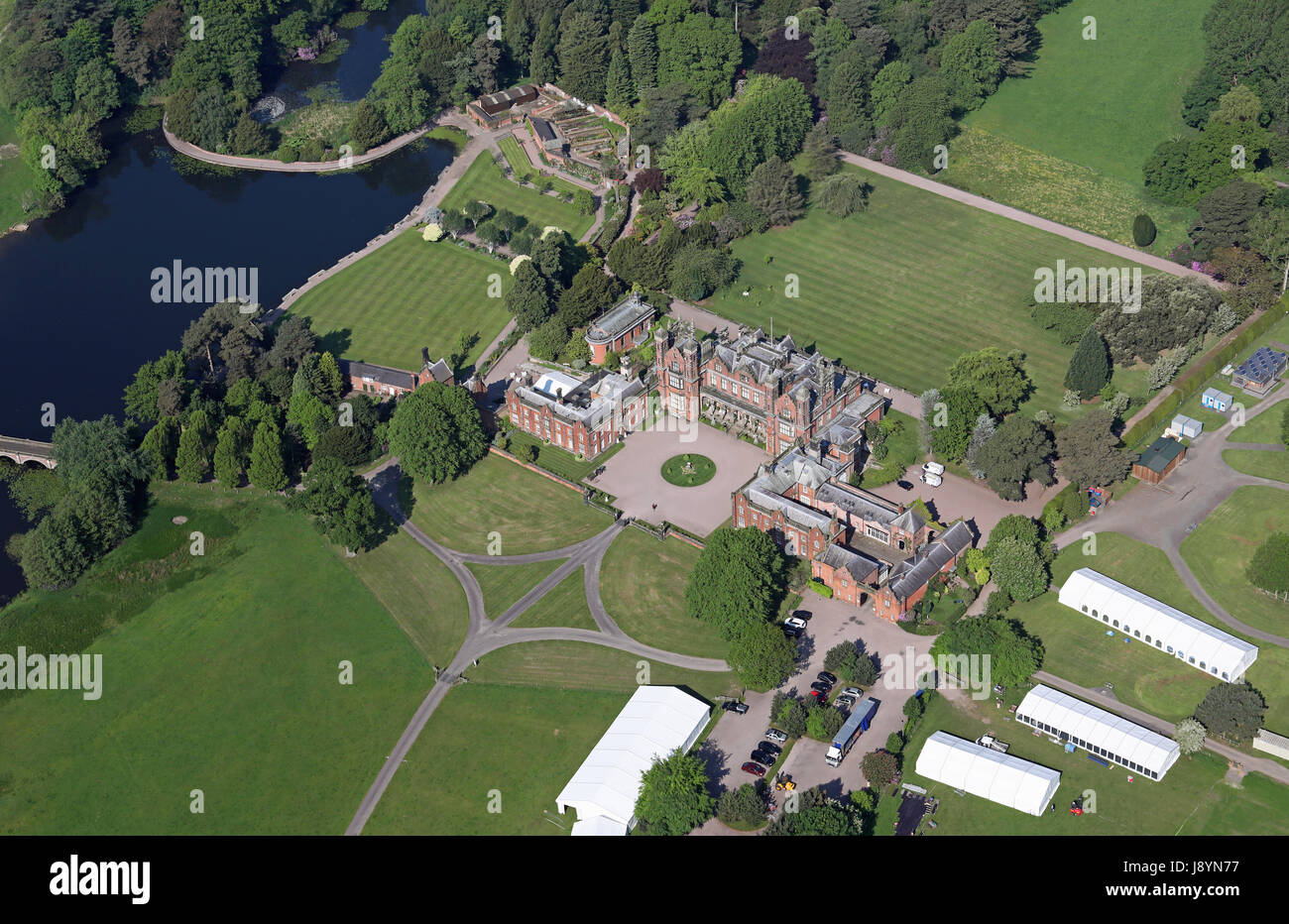 aerial view of Capesthorne Hall, Siddington, Cheshire, UK Stock Photo ...